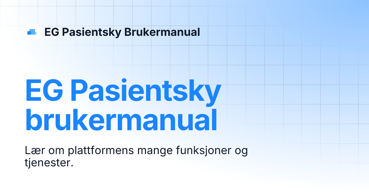 EG Pasientsky brukermanual | EG Pasientsky Brukermanual