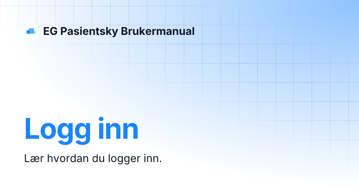 Logg inn | EG Pasientsky Brukermanual