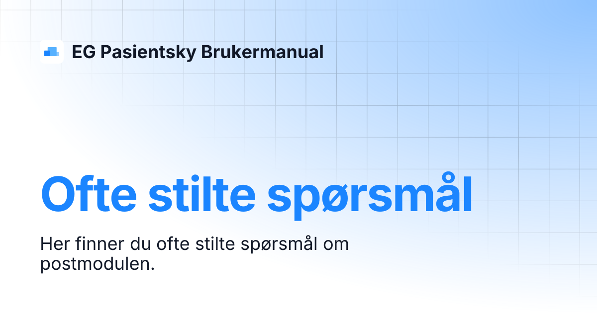 Ofte stilte spørsmål | EG Pasientsky Brukermanual