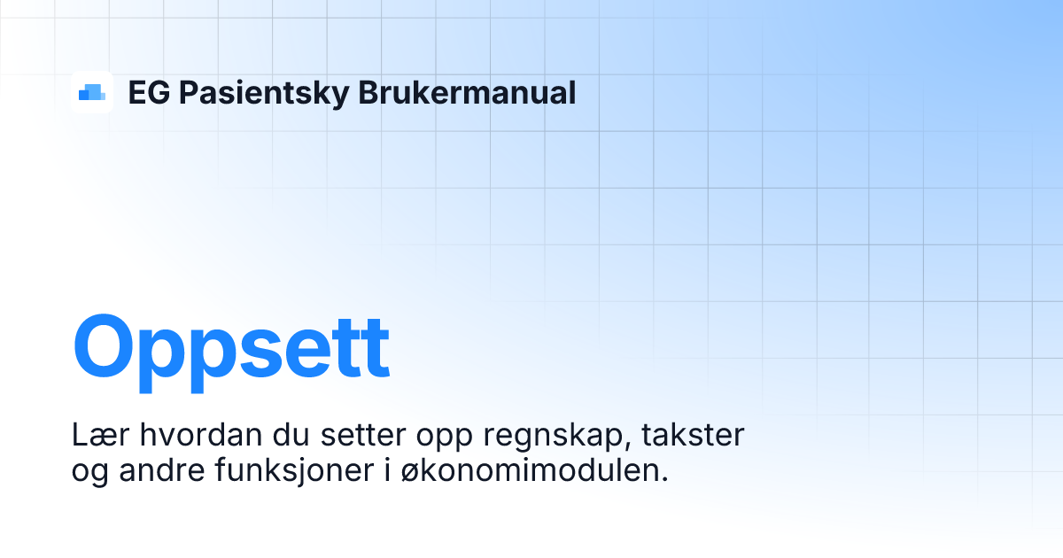 Oppsett | EG Pasientsky Brukermanual